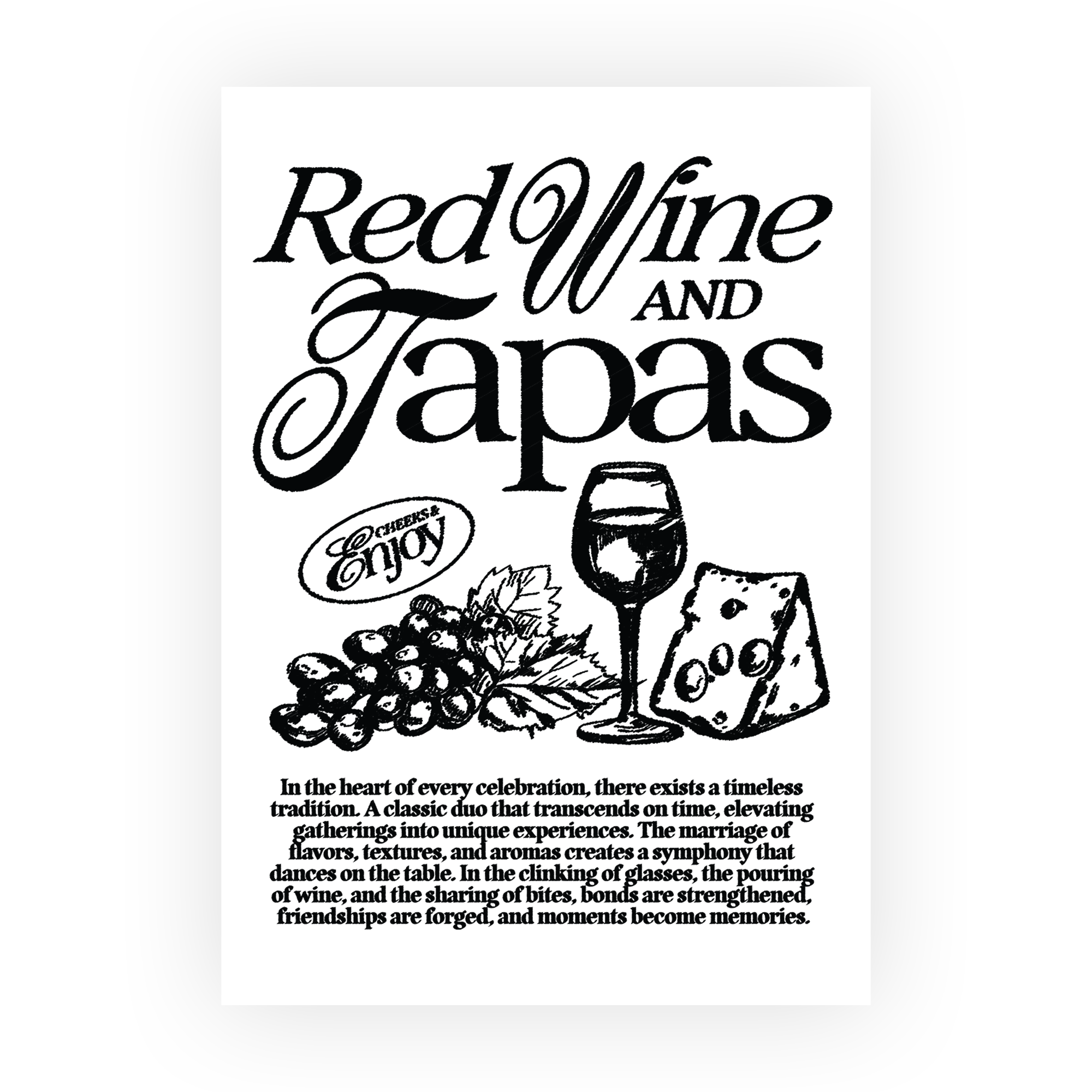 RED WINE AND TAPAS ART PRINT | Everpress